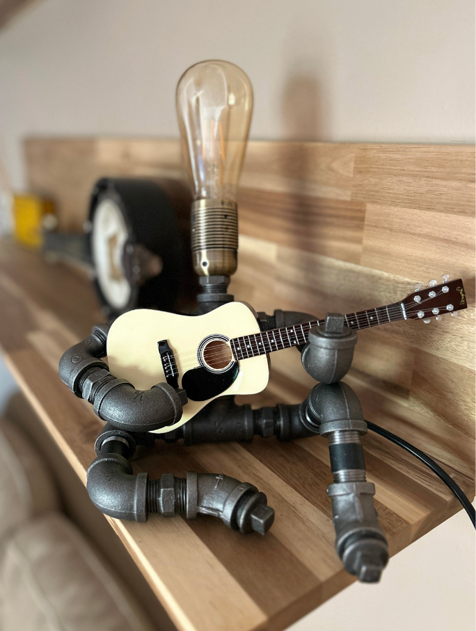 Industrial Style Guitar Lamp : Made in UK : Pipework lamp – Pipe 'n' Pallet